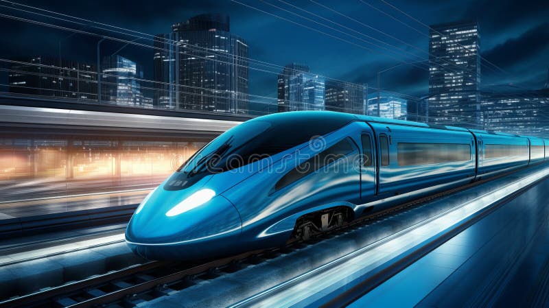 A High-speed Bullet Train Departing from a Station, Depicting the ...