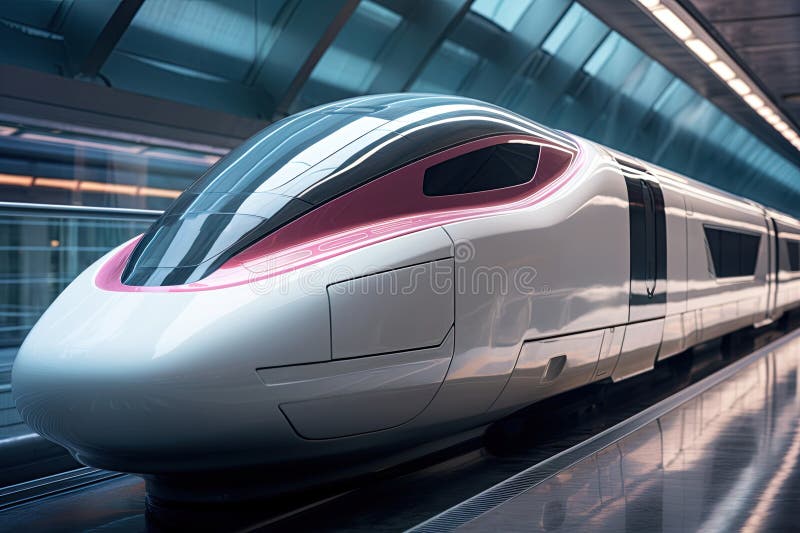 High-speed Bullet Train. Future of Railroad Transportation. Generative Ai Stock Illustration ...