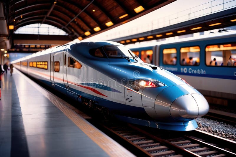 High Speed Bullet Train, Modern Commuter Mass Transit Transport Stock ...