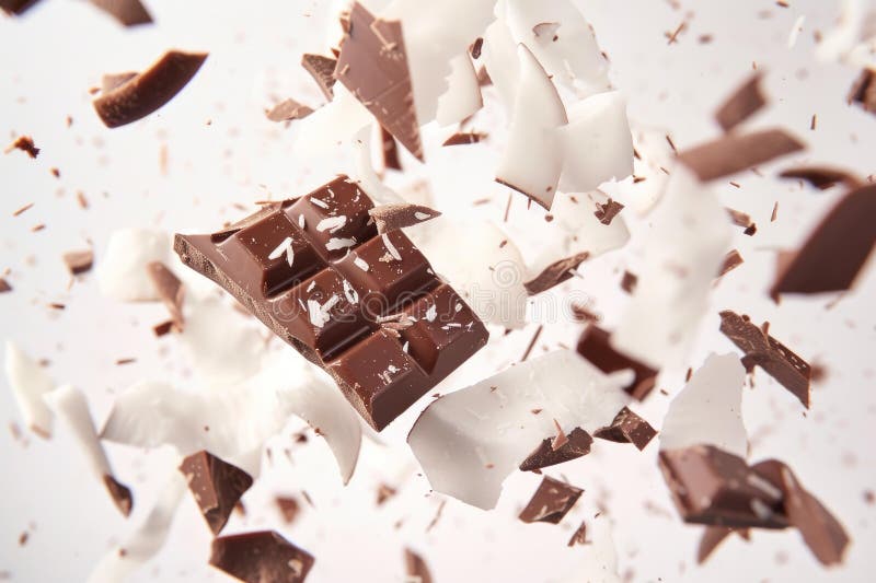 Exploding Chocolate Bar with Flying Pieces Stock Image - Image of sweet ...