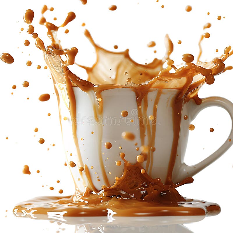 High-Speed Capture of Coffee Splashing from a Mug on White Background ...