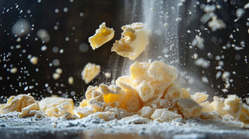 High-speed Capture of Flour and Dough Particles in Motion Stock Photo ...