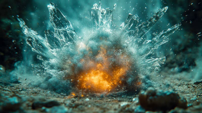 A High-speed Capture of a Frozen Explosion with Ice Shards and a Fiery ...