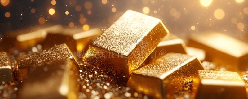 High Speed Capture of Gold Bars with Sparkling Dust and Light Effects ...