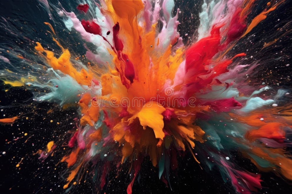 High-speed Capture of Paint Balloons Exploding Stock Illustration ...