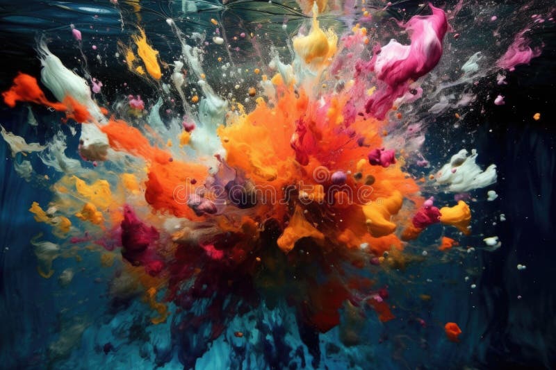 High-speed Capture of Paint Balloons Exploding Stock Illustration ...