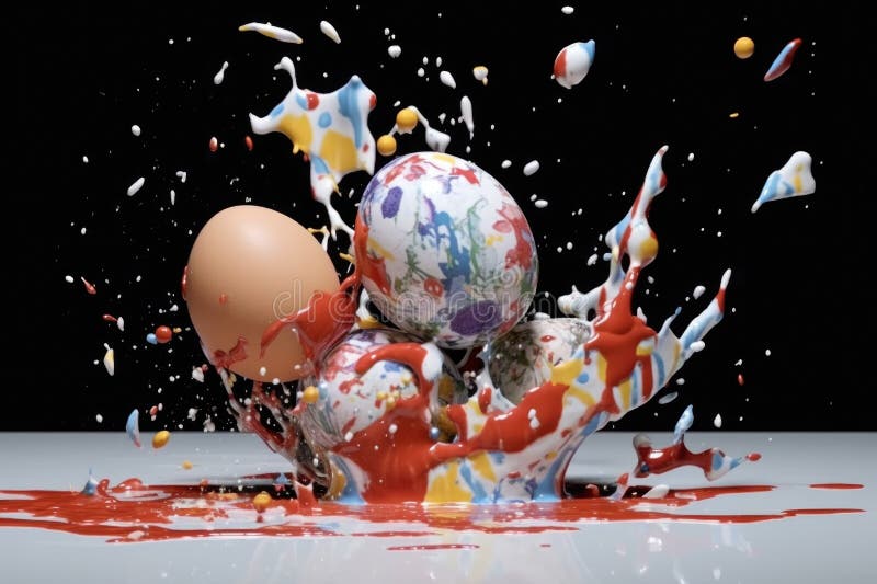High-speed Capture of Paint-filled Eggs Cracking Stock Illustration ...