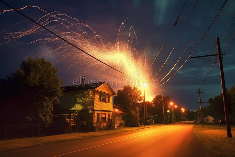 High-speed Capture of Sparks on Power Lines Stock Image - Image of ...