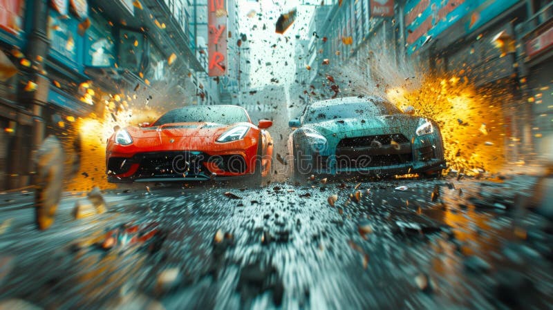 High-Speed Car Chase with Explosions in Urban Setting - Generative AI ...
