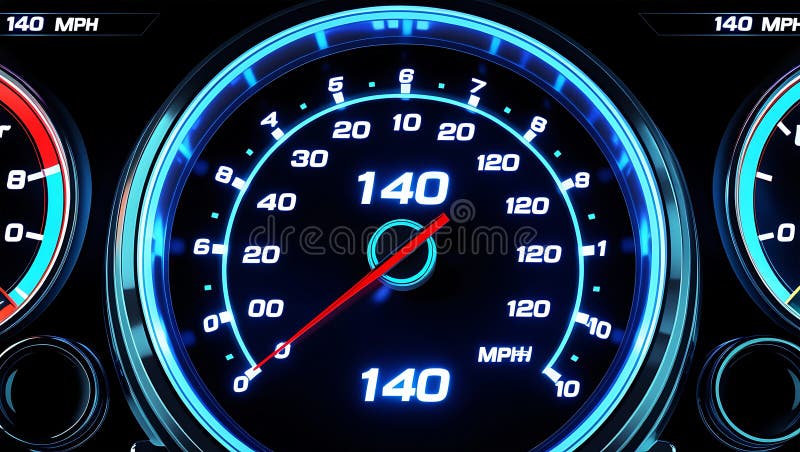 High-Speed Car Dashboard Displaying 140 MPH Stock Illustration ...