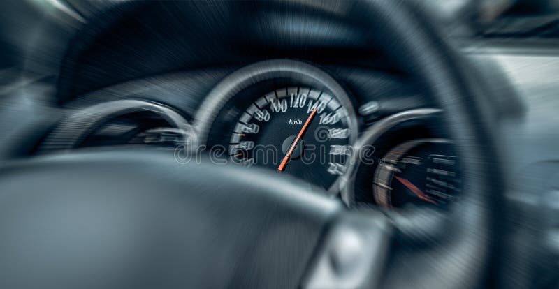 High Speed on a Car Speedometer and Motion Blur. Stock Image - Image of ...
