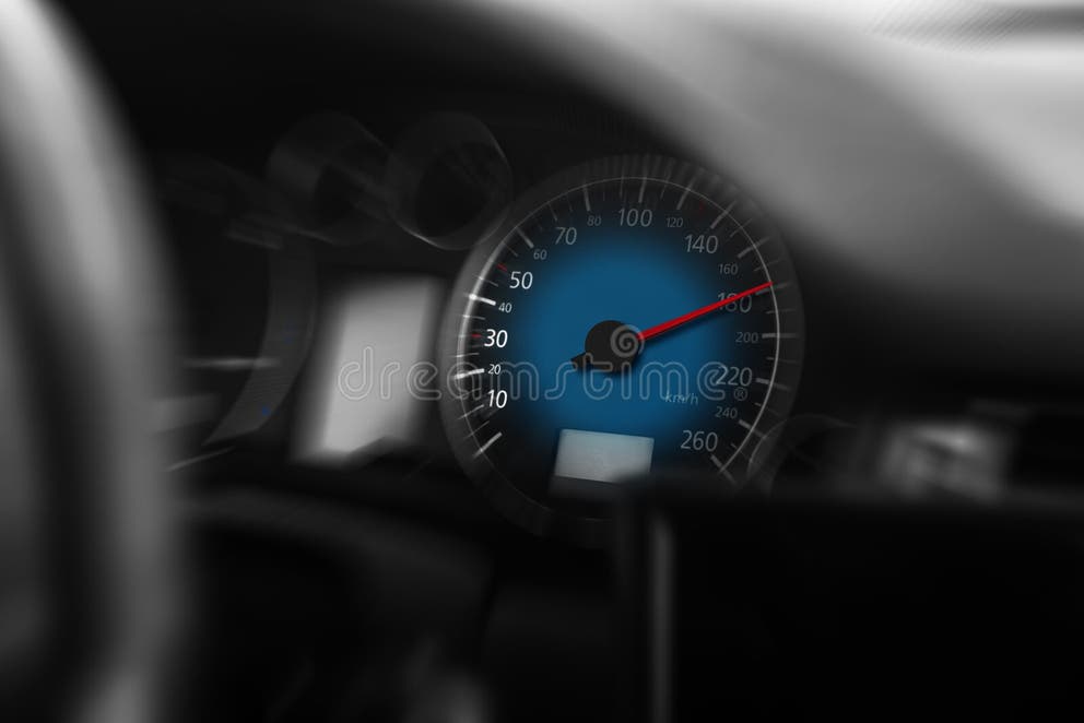 High Speed on a Car Speedometer and Motion Blur. Stock Image - Image of ...