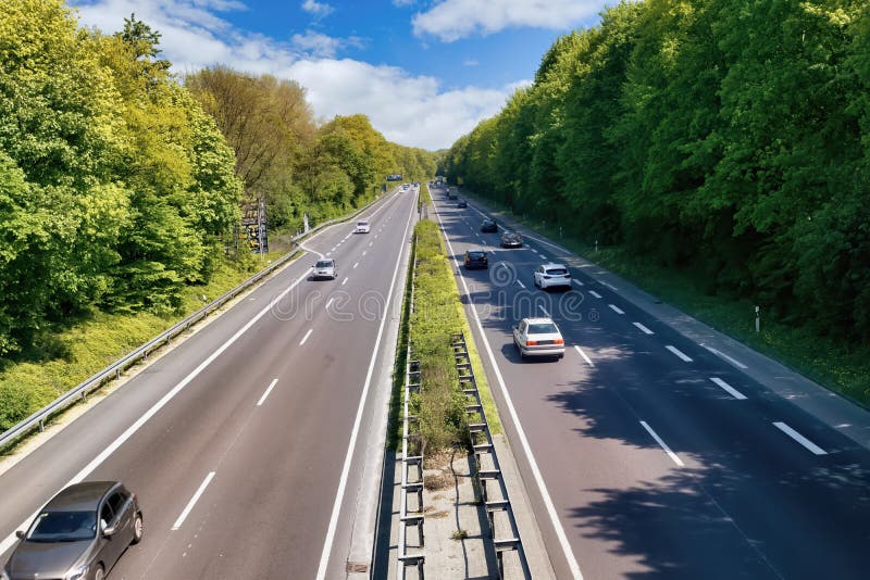 High-speed Cars on the Expressway, 4 Lanes Stock Photo - Image of ...