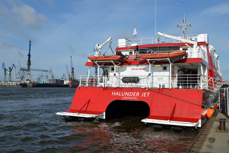 Halunder Jet Catamaran on Its Way To Helgoland Harbour Editorial Image ...