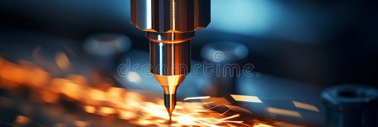 High Speed Cnc Lathe Tool with Glowing Cutting Edge in Sharp Focus for ...