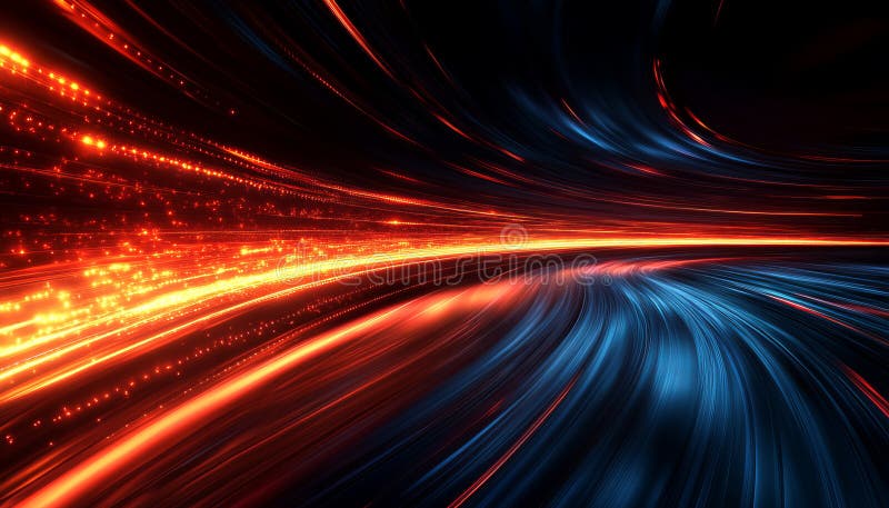 High Speed Communication Network with Glowing Light Trails and Vibrant ...