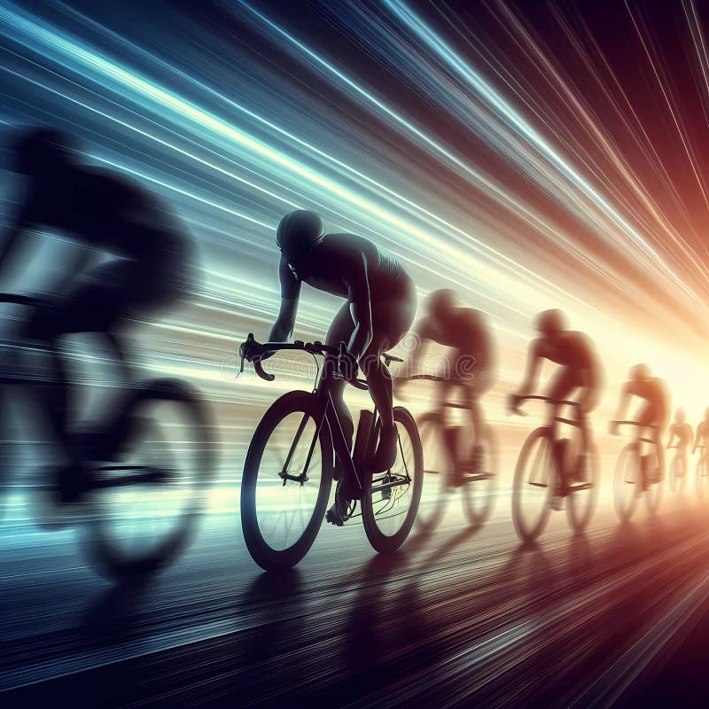 High Speed Cycling Race Silhouettes Stock Illustration - Illustration ...