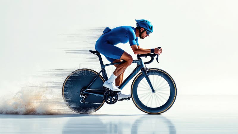 High-speed Cyclist Riding a Streamlined Bike in Motion with Blur Effect ...