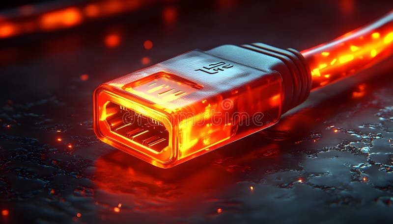 Fiery USB Connector stock illustration. Illustration of system - 376278728