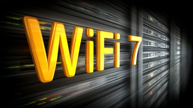 High-Speed Data Connectivity and Networking WiFi 7 Logo Against a ...