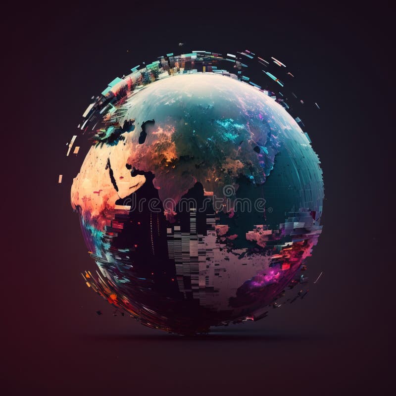 High Speed Data Processing and Planet Earth Stock Illustration ...