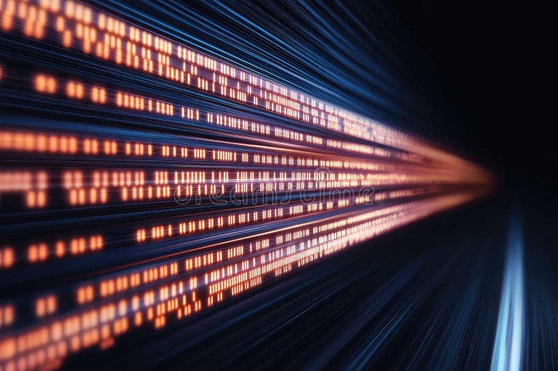 High-Speed Data Transfer Background with Orange Bits Stock Photo ...