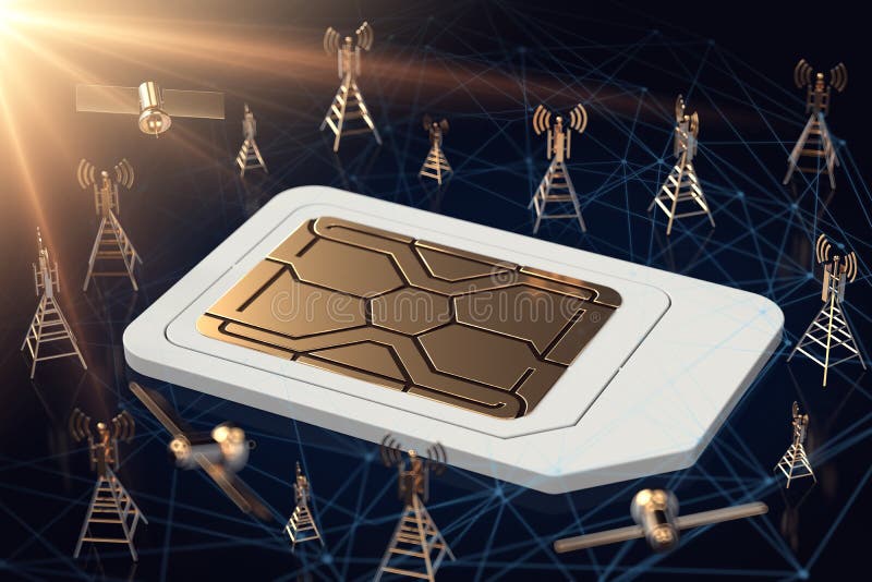 High Speed Data Transfer Concept. Sim Card Surrounded with Network ...