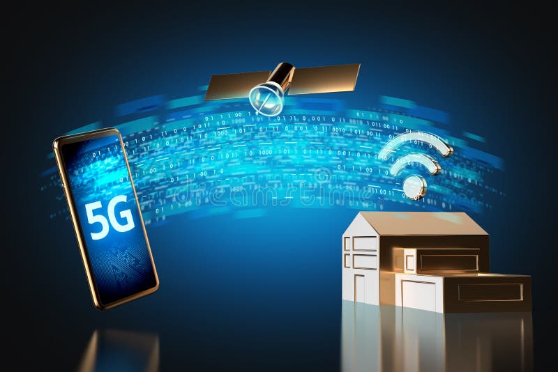 High Speed Data Transfer Diagram Over 5G Network Concept. 3D Rendering ...