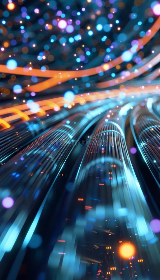 High Speed Data Transfer Via Optical Fiber, Realistic Tech Image for ...