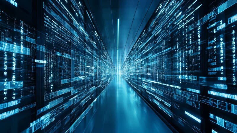 High-Speed Digital Data Tunnel with Blue Light Stock Photo - Image of ...