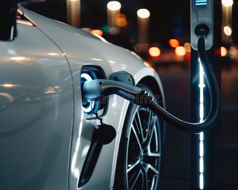High-speed Electric Car Charging, Highlighting the Concept of Quick and ...