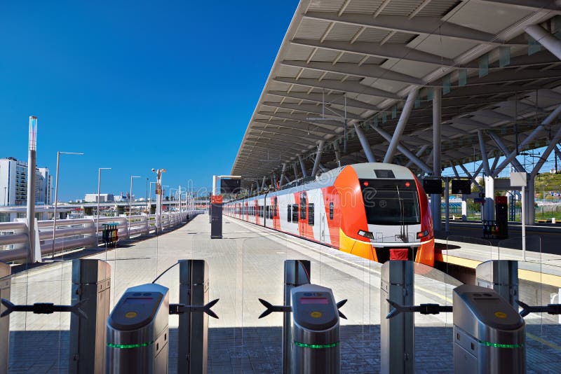 High-speed Electric Train at Railway Station Stock Image - Image of ...