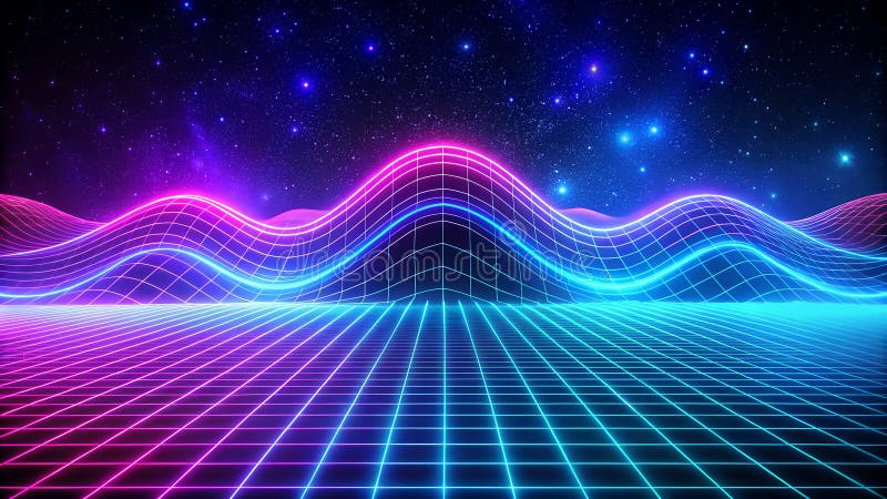 Energy Glows Retro Light Lines Wave Flow in Background Illustration.80s ...
