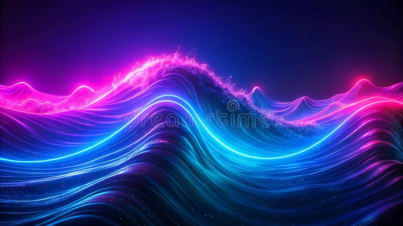 High-speed Energy Glows Light Lines and Circles Flow in Background ...