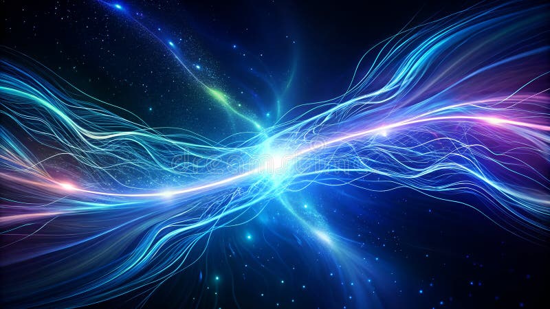 High-speed Energy Glows Light Lines and Circles Flow in Background ...