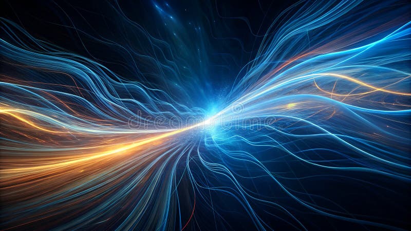 High-speed Energy Glows Light Lines and Circles Flow in Background ...