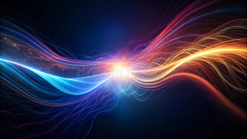 High-speed Energy Glows Light Lines and Circles Flow in Background ...