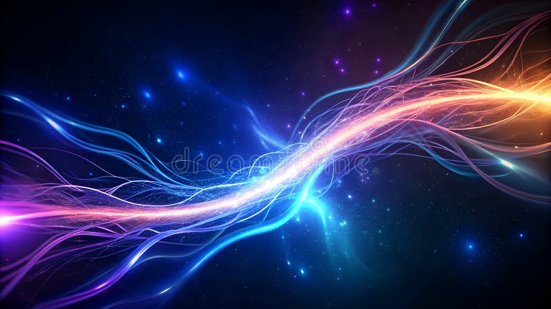 High-speed Energy Glows Light Lines and Circles Flow in Background ...