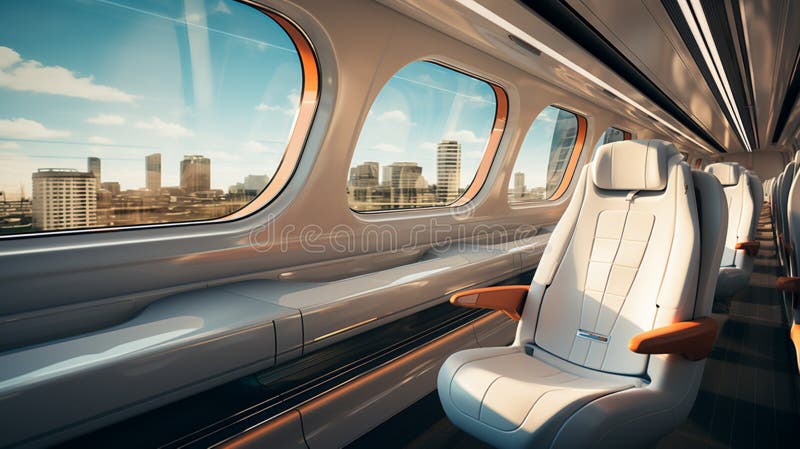 High Speed Fast Train Passenger Locomotive Interior Stock Image - Image ...