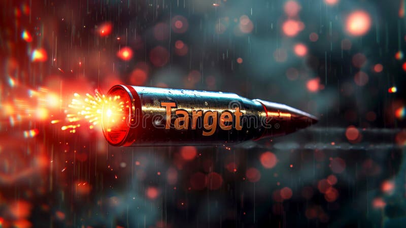 High Speed Flying Bullet with Target Point. Business Target Concept ...