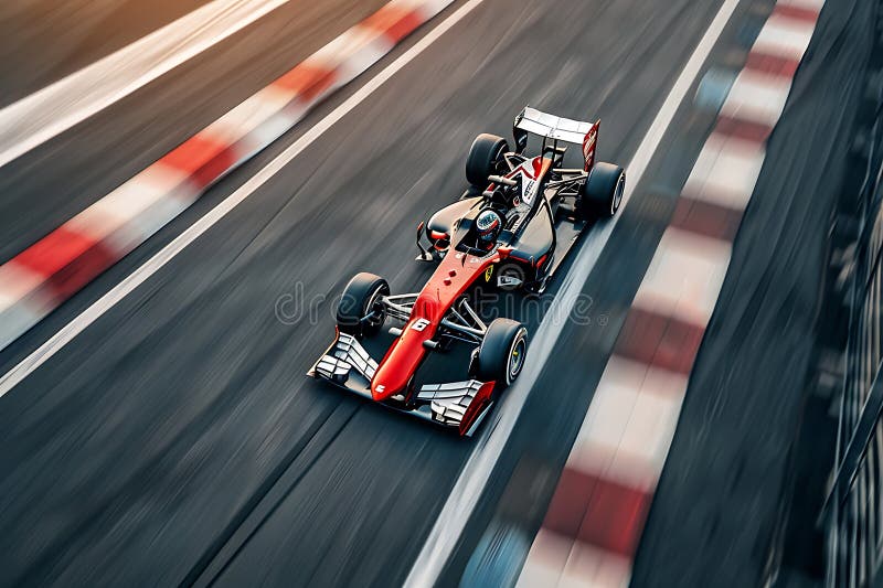 High-Speed Formula One Race Car Racing on Track with Motion Blur ...