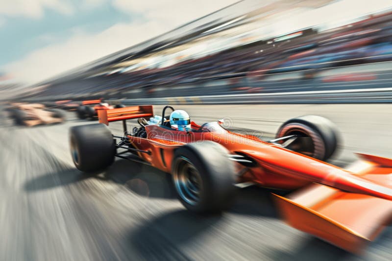 High-Speed Formula Racing on Track with Blurred Motion Stock Image ...
