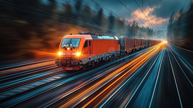 A Freight Train Races Across the Tracks, Showcasing Speed and Modern ...