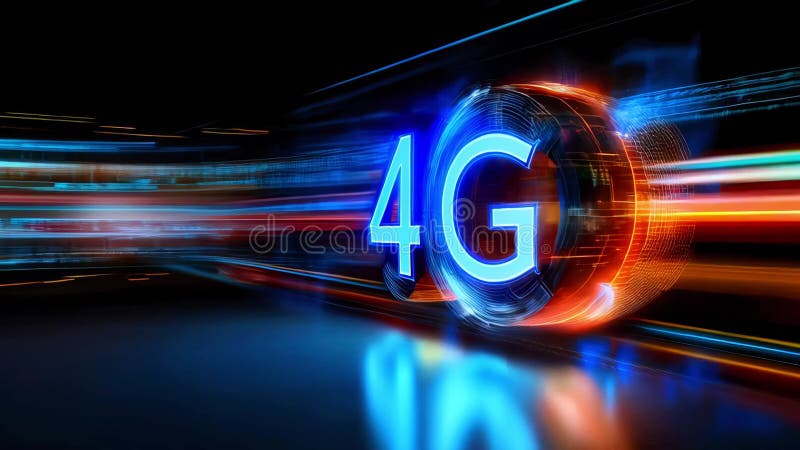 High-Speed 4G Network Technology Concept with Futuristic Digital ...