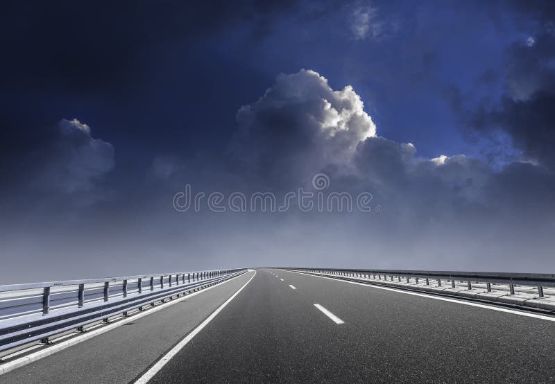 High-speed Highway Against the Backdrop of an Overcast Sky. Stock Image ...