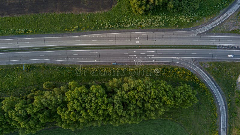 High-speed Highway Interchange from a Bird`s-eye View Stock Photo ...