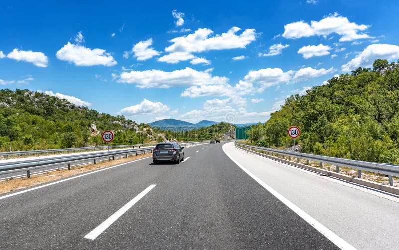 High-speed Highway in Mountainous Terrain. Stock Image - Image of ...