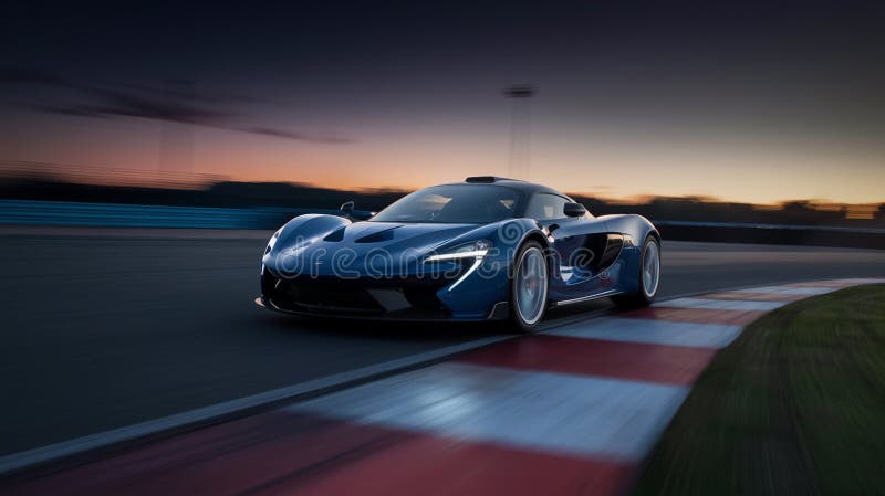 High-speed Hypercar Racing on Dusk Track Stock Illustration ...