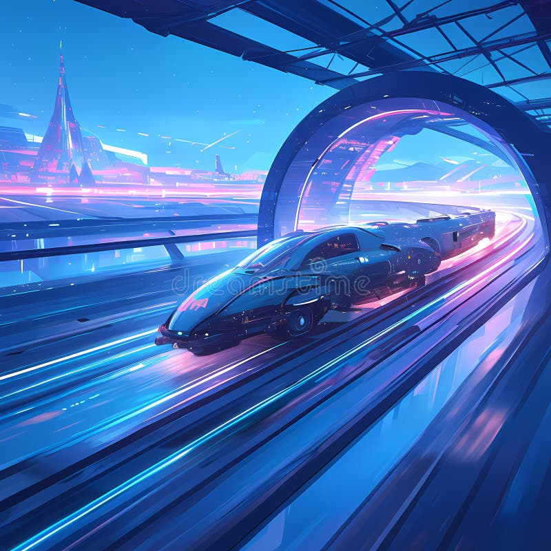 High-Speed Hyperloop Train in Futuristic Tunnel Stock Illustration ...