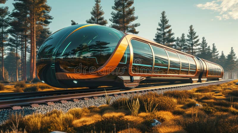 High-speed Hyperloop Train in Landscape - AI Generated Stock ...
